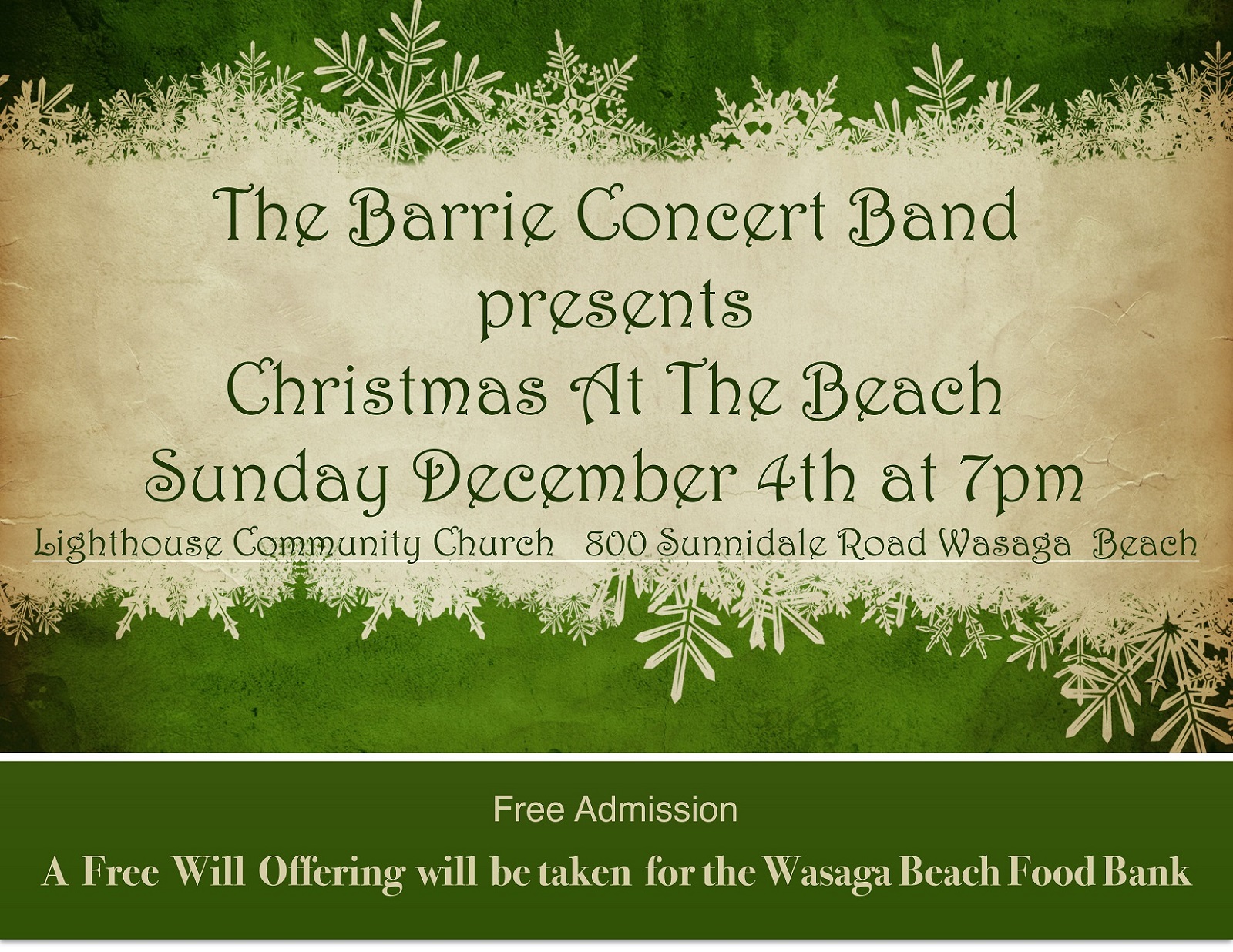 BruceGreySimcoe - Barrie Concert Band presents Christmas at the Beach